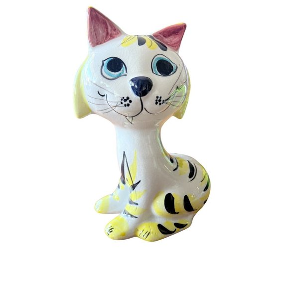 Unbranded | Accents | Vintage Mcm Cat Hand Painted White With Stripes ...
